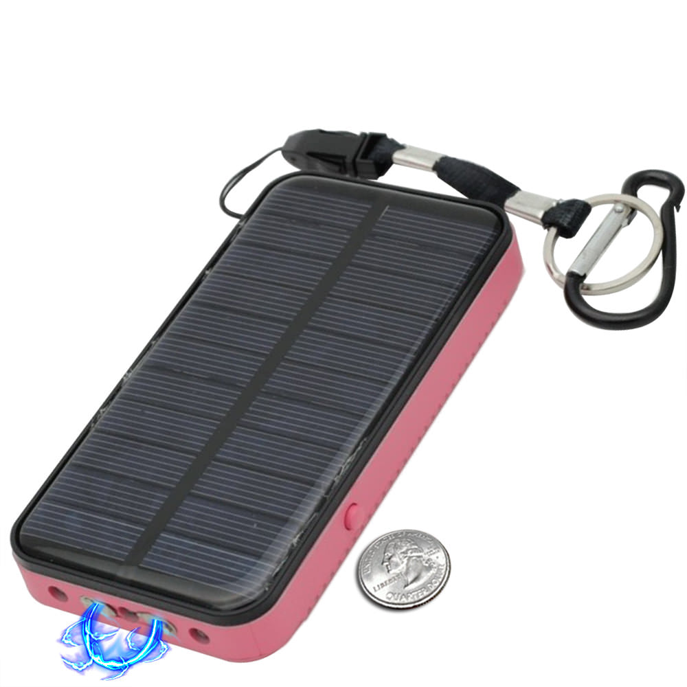 3 In 1 Solar Rechargeable Pink Stun Gun, Flashlight and Power Bank - T ...