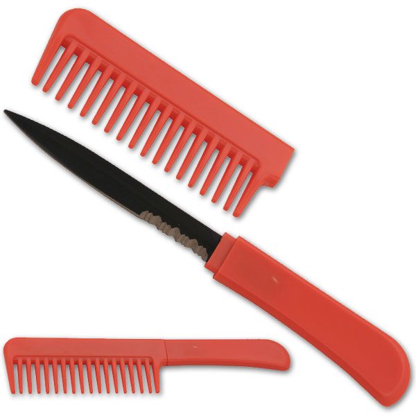 Red Comb With Hidden Knife - Comb Knife - Tophatter's Army Products ...