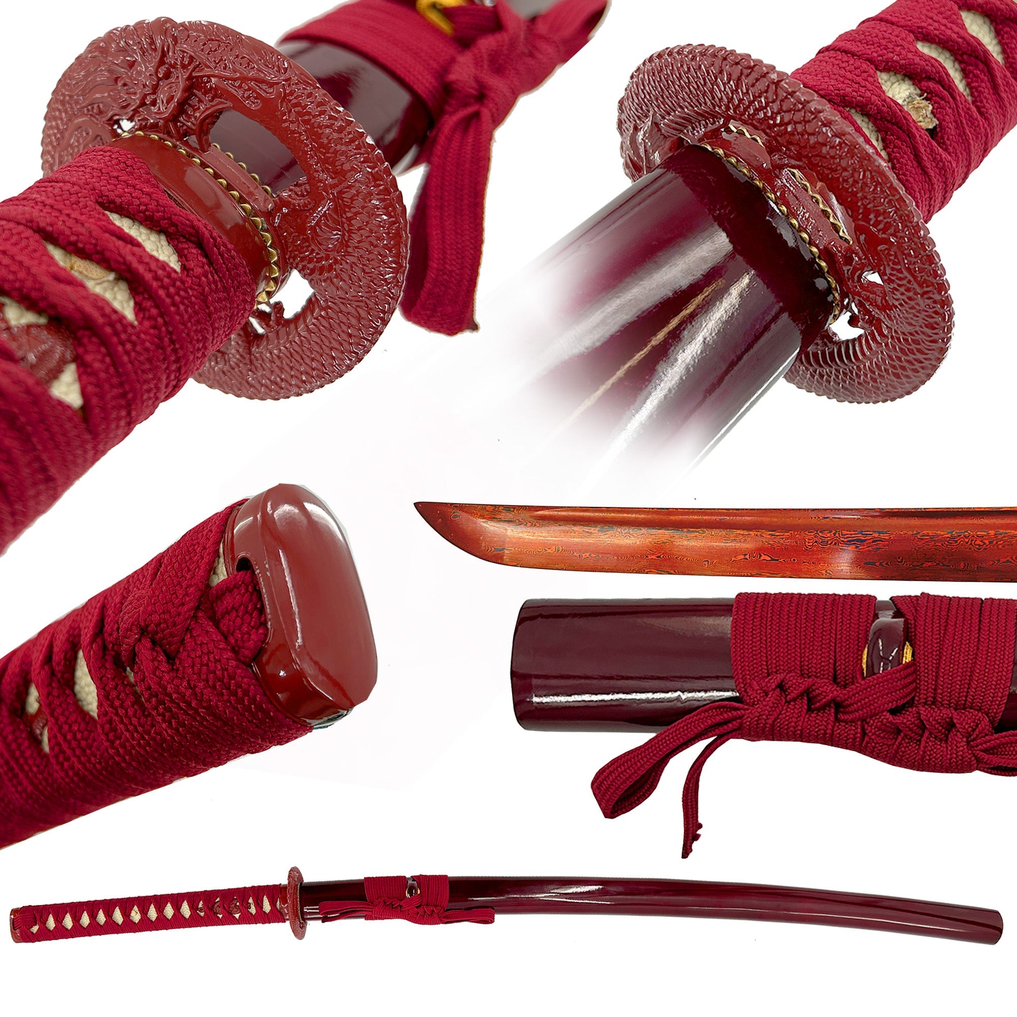 Rare Red Damascus Steel Katana – Tophatter's Inc.