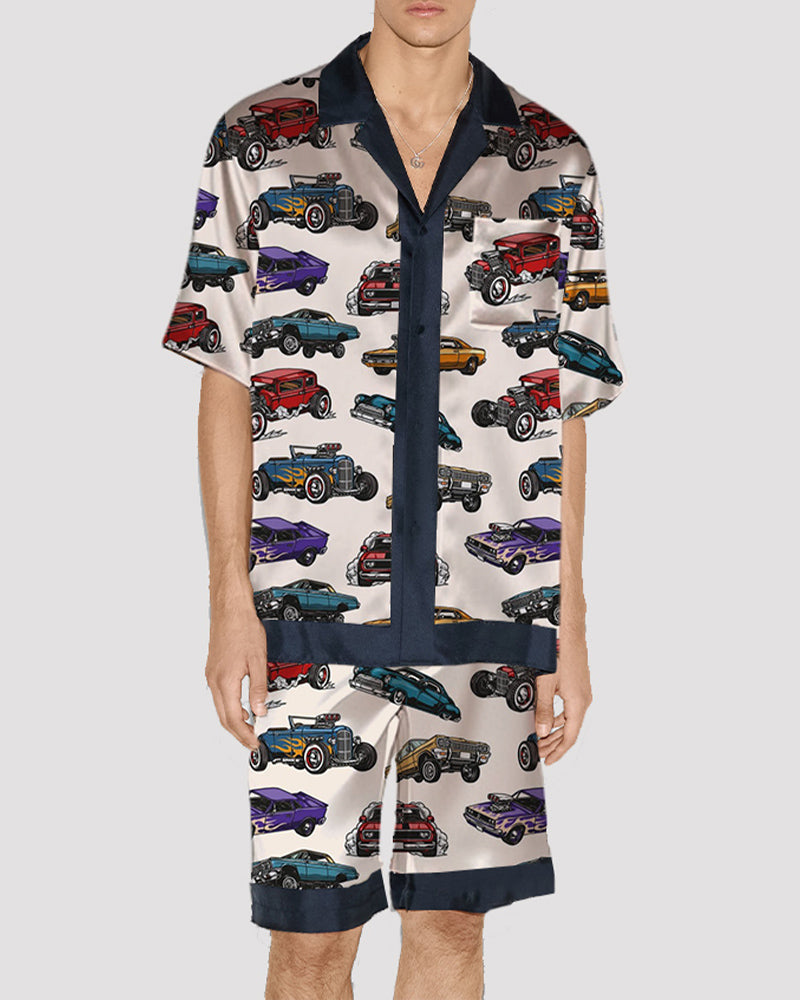Men Cartoon Car Pattern Satin Pajama Set – Tophatter's Inc.
