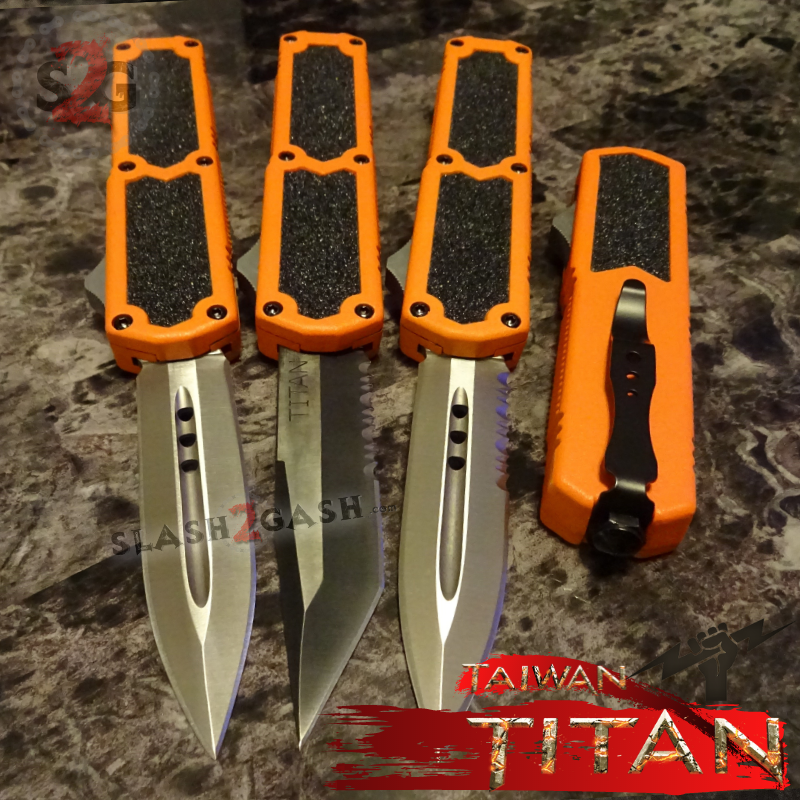 Titan OTF Knife D/A Orange Automatic Switchblade TAIWAN - upgraded ...