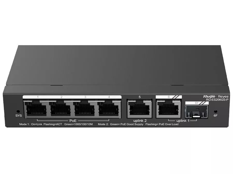 RUIJIE 4 PORT + 1 SFP POE SWITCH - RG-E206GP - Tophatter's Army Deals ...